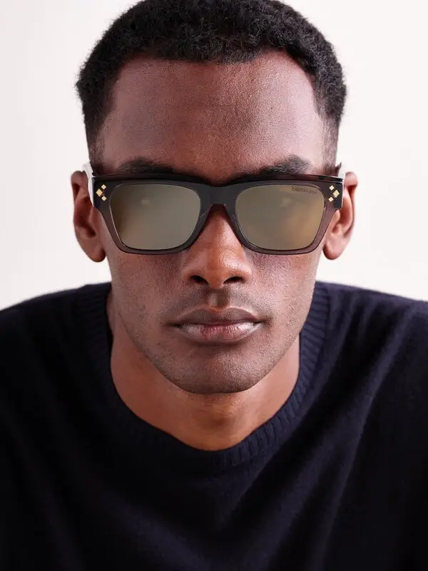 Dior Cd Diamond S2i Havana Geometric Acetate And Silver-tone Sunglasses - Brown