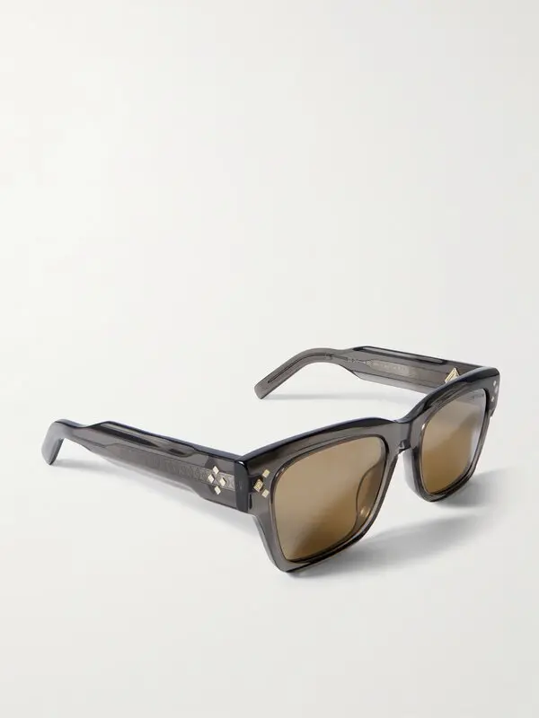 Dior Cd Diamond S2i Havana Geometric Acetate And Silver-tone Sunglasses - Gray