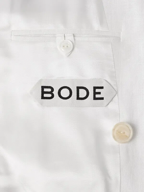 BODE Marsh Double-breasted Tulle-trimmed Linen Suit Jacket
