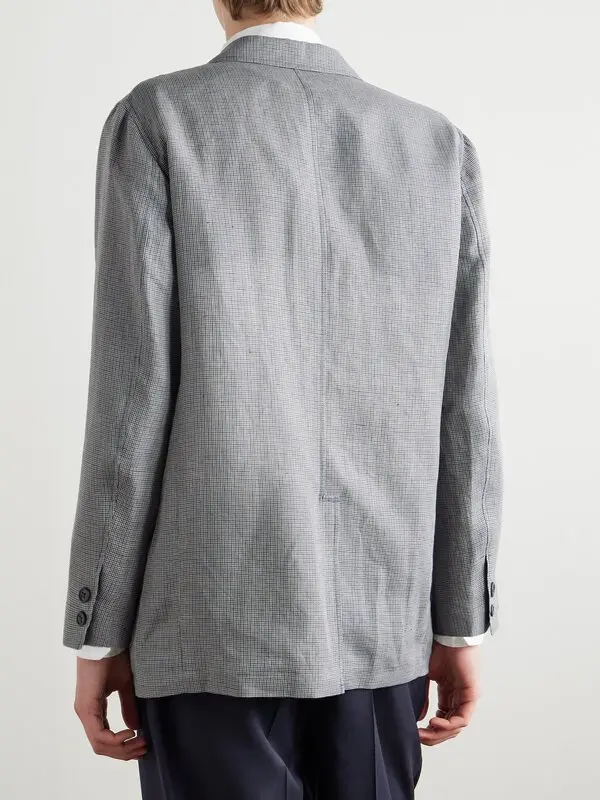 BEAMS Checked Linen-blend Suit Jacket