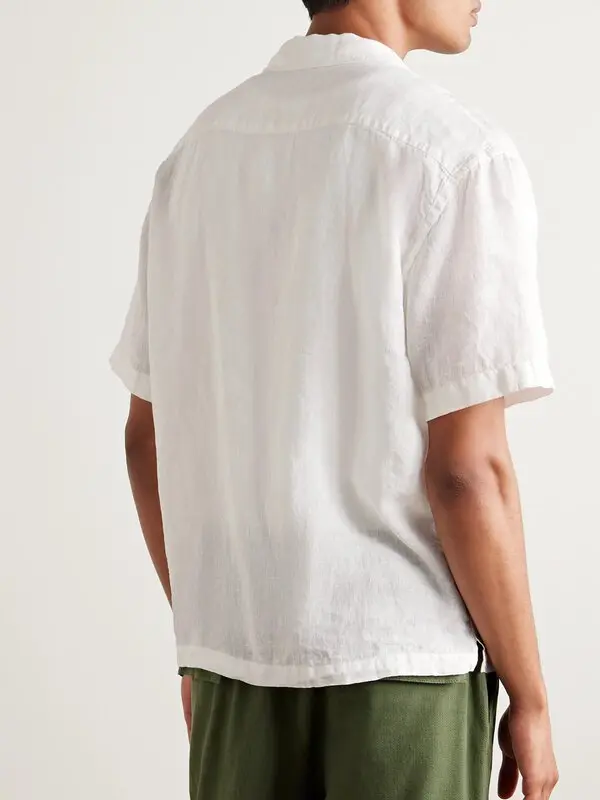 Altea Bart Slim-fit Convertible-collar Linen Shirt