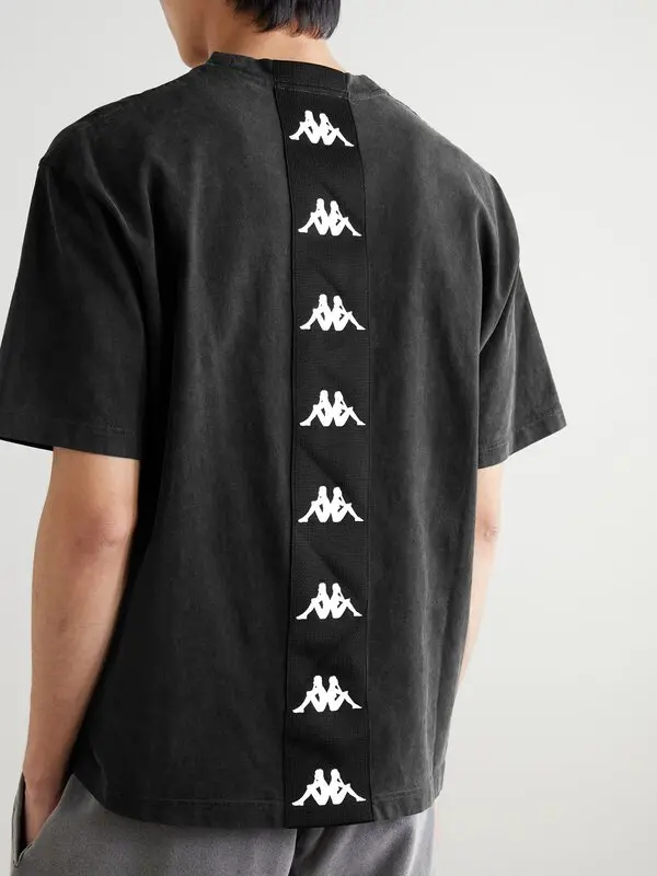 Acne Studios Kappa Webbing-trimmed Logo-embroidered Cotton-jersey T-shirt