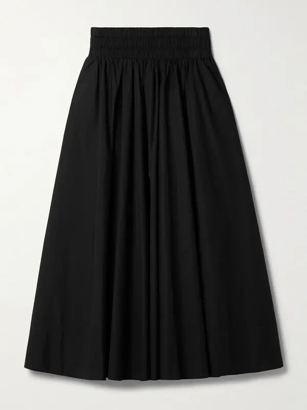 Suzie Kondi Kyria Cotton-poplin Midi Skirt - Black