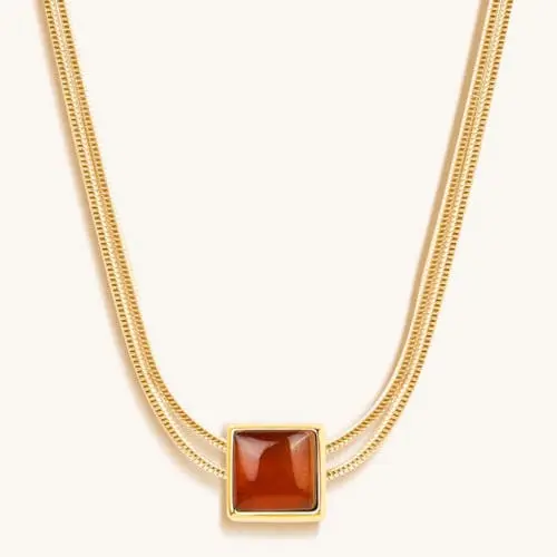 KARMA AND LUCK Garnet Evil Eye January Birthstone Necklace - Gold/red
