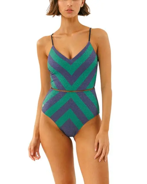 BILIBLOND Arava One-piece Swimsuit - Navy Green Lurex