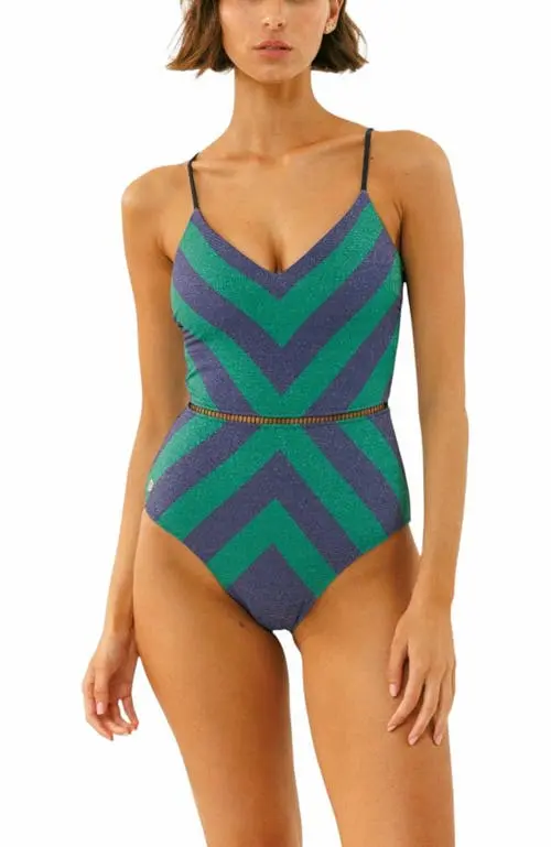 BILIBLOND Arava One-piece Swimsuit - Navy Green Lurex