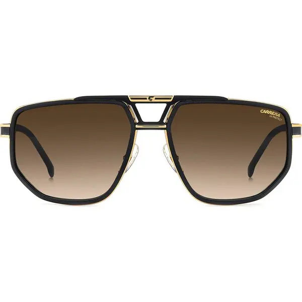 Carrera Eyewear 61mm Geometric Square Sunglasses - Black Gold/ Black Brown Green