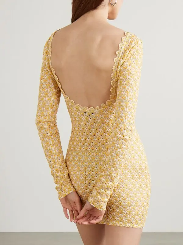 Missoni Scalloped Metallic Crochet-Knit Mini Dress In Yellow - 30% Off |  Editorialist