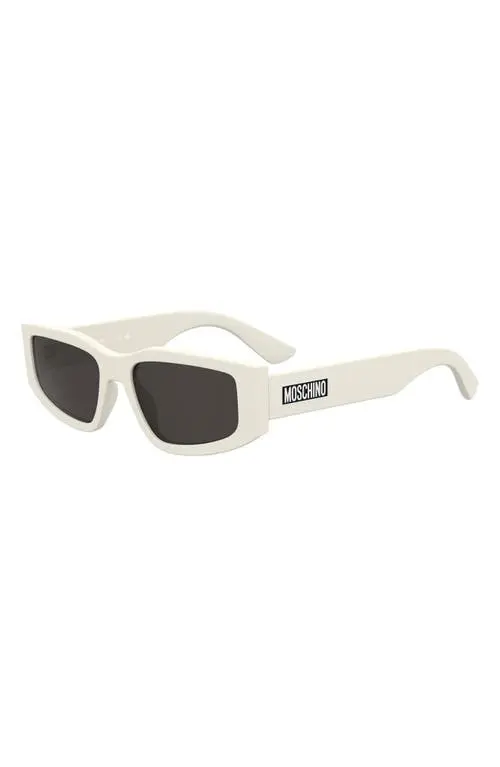 Moschino 56mm Gradient Rectangular Sunglasses - Ivory/ Grey