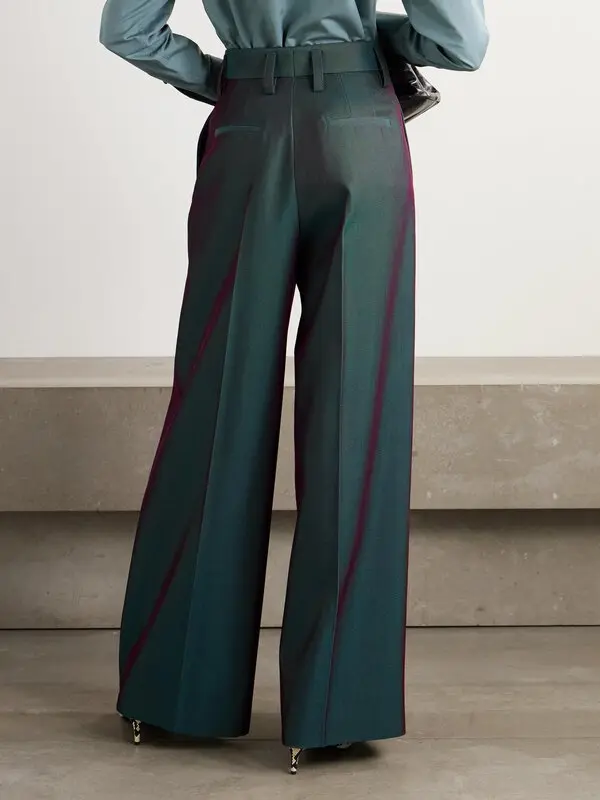 JIL SANDER Pleated Iridescent Wool-blend Gabardine Wide-leg Pants
