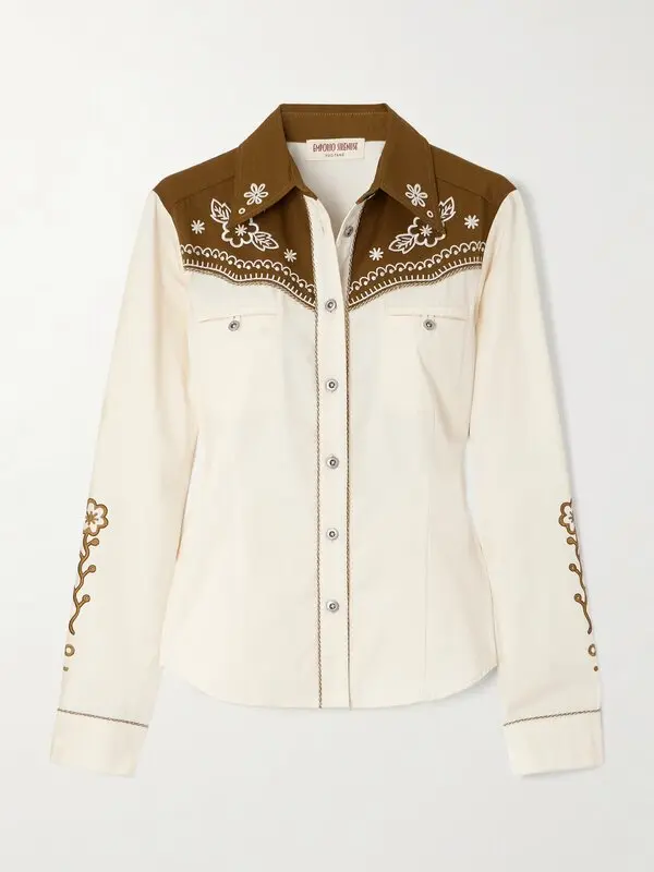 EMPORIO SIRENUSE Rodeo Embroidered Shirt - Neutrals