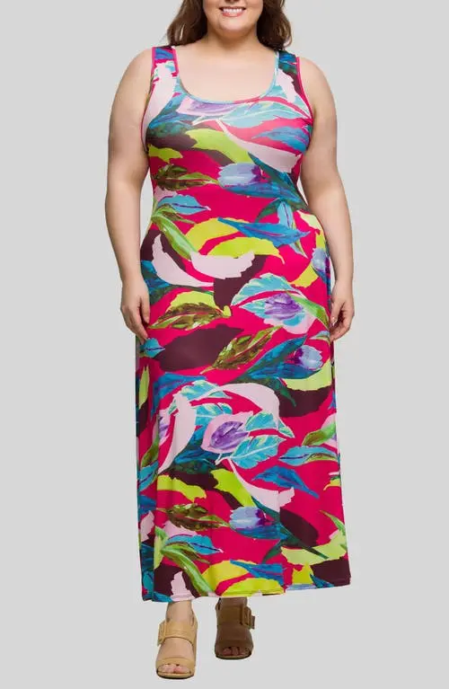 24SEVEN COMFORT APPAREL Print Maxi Dress - Blue Multi
