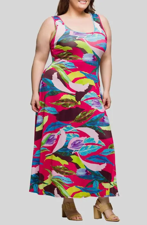 24SEVEN COMFORT APPAREL Print Maxi Dress - Blue Multi