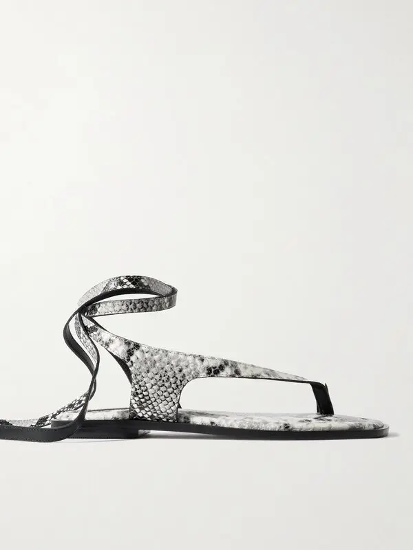A.emery Heidi Snake-effect Leather Sandals - Animal Print