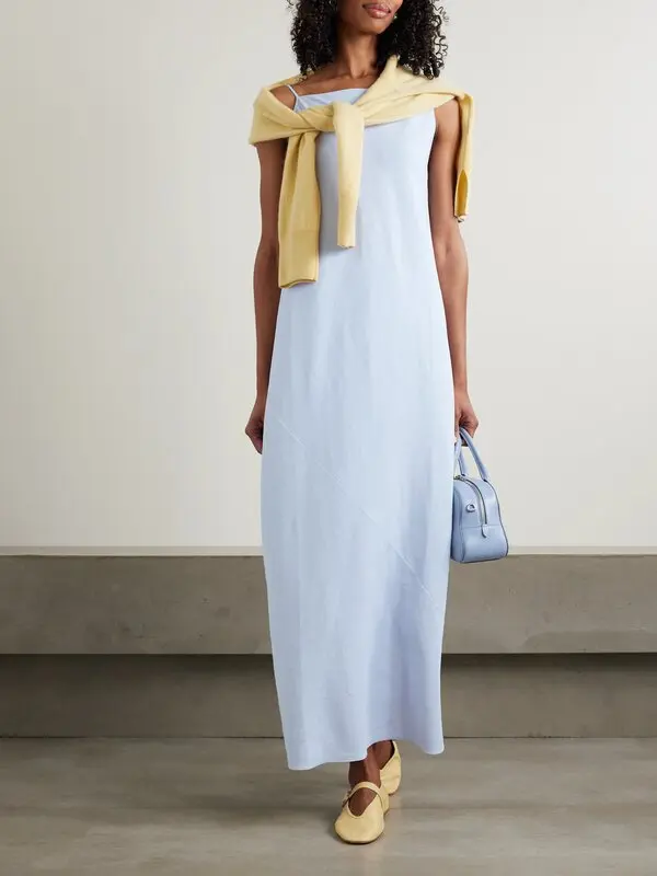 Another Tomorrow Hemp-Blend Maxi Dress - Blue - 60% Off | Editorialist