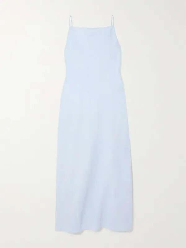 Another Tomorrow Hemp-blend Maxi Dress - Light Blue