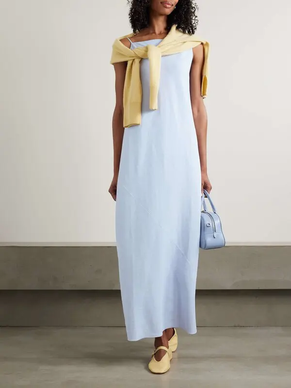 Another Tomorrow Hemp-blend Maxi Dress - Light Blue