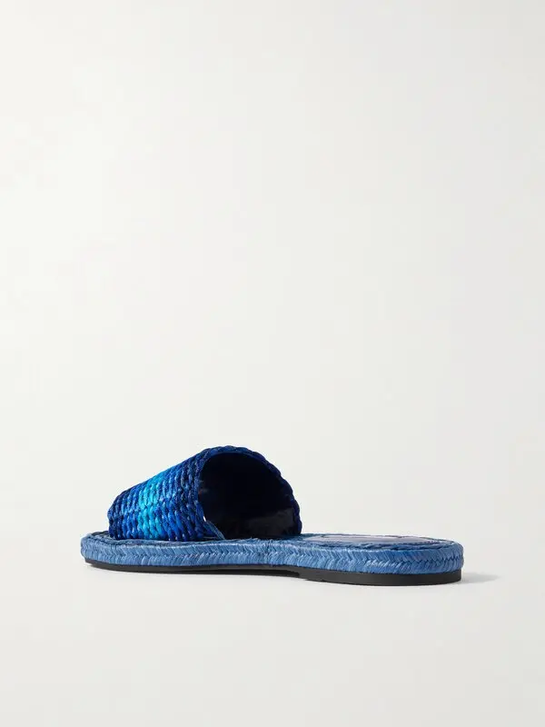 AQUAZZURA Playa Striped Cord Slides - Blue