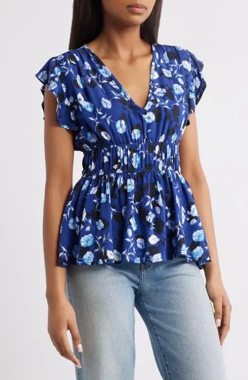 Loveappella Floral Peplum Top