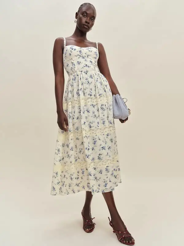 REFORMATION Dina Lace Midi Dress