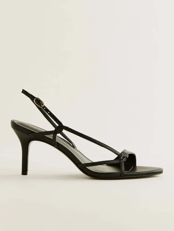 REFORMATION Nino Slingback Heeled Sandal - Black Leather