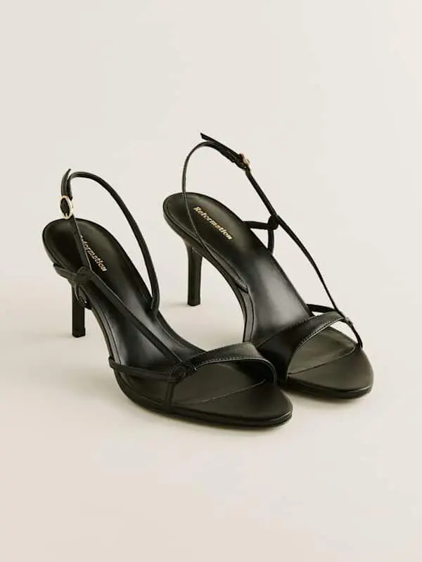 REFORMATION Nino Slingback Heeled Sandal - Black Leather
