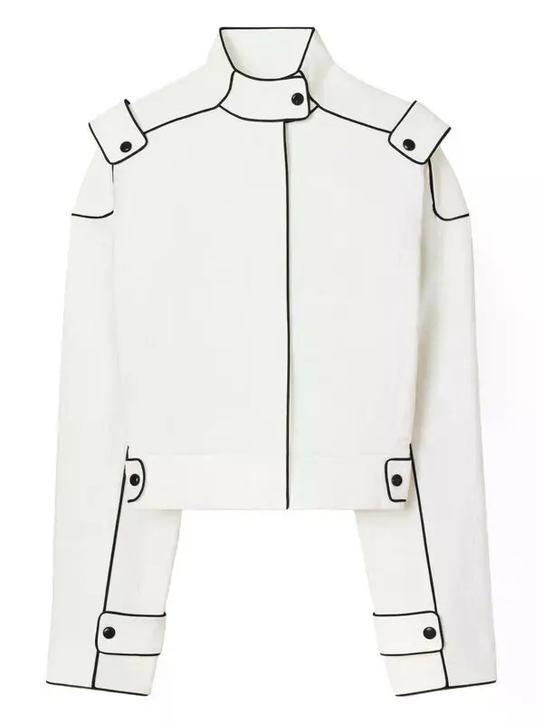 Tory Burch Contrast-stitch Cropped Jacket - White