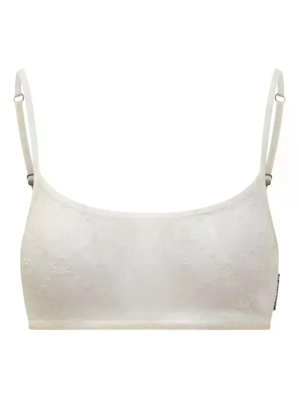 MARINE SERRE Patterned-jacquard Bra - White