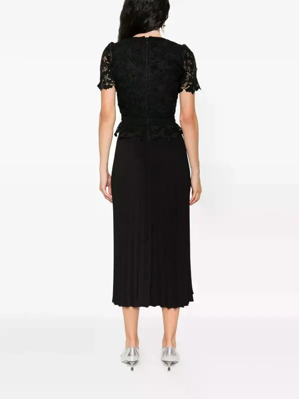 NISSA Lace Panels Maxi Dress - Black