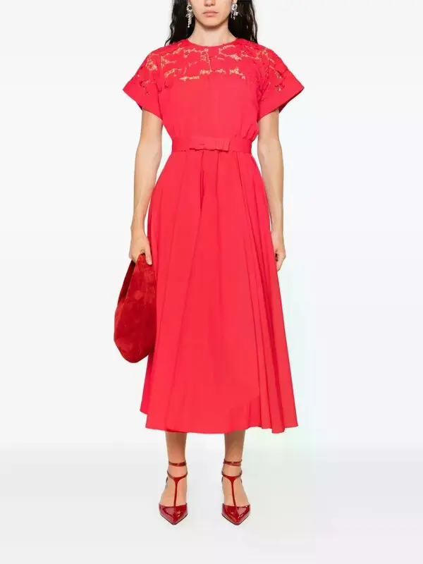 NISSA Lace-paneled Midi Dress