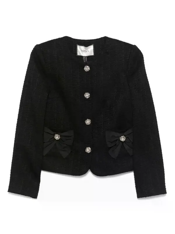 NISSA Bow-detail Jacket - Black