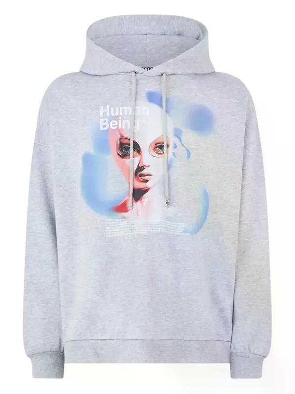 Gcds Graphic-print Cotton Hoodie - Grey