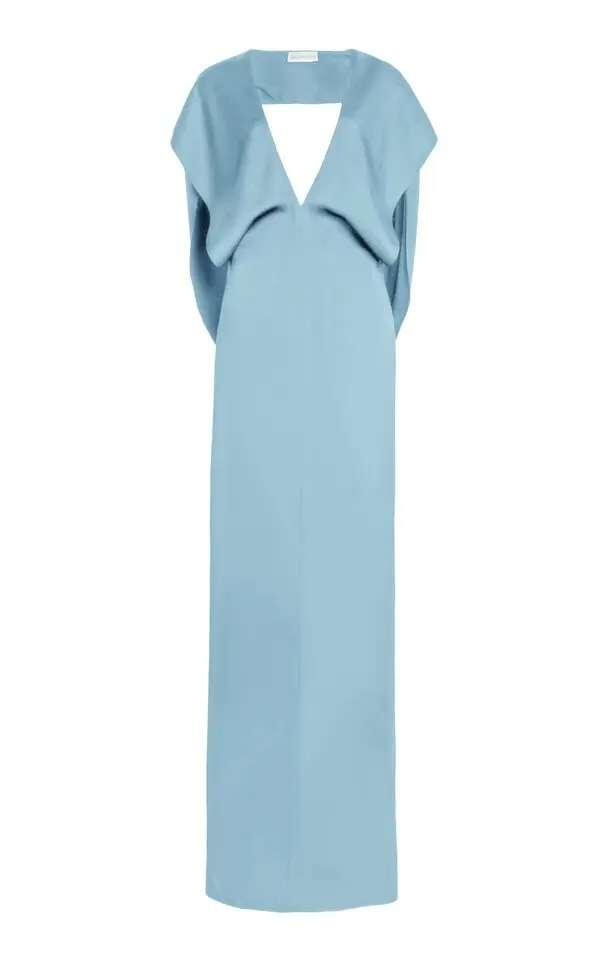 Stella McCartney Satin V-neck Gown - Blue