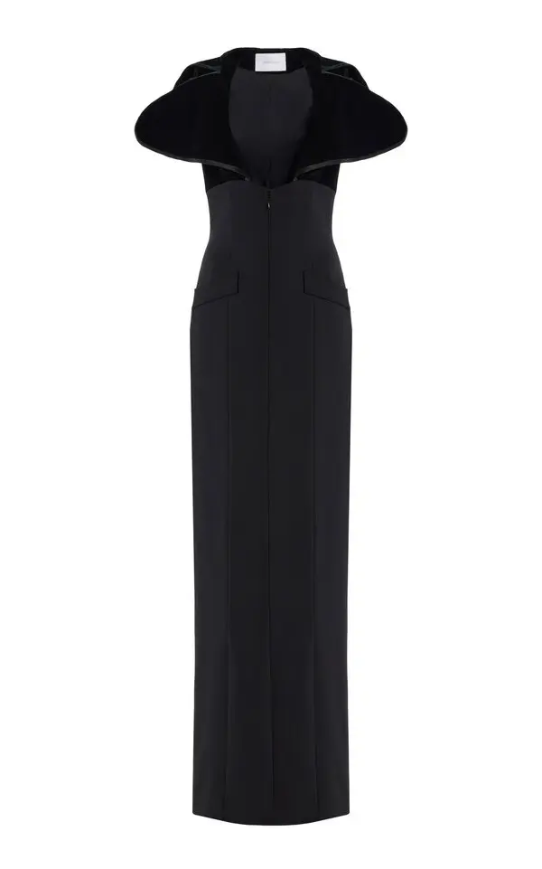 HARITHAND Capucine Velour-trimmed Gown - Black