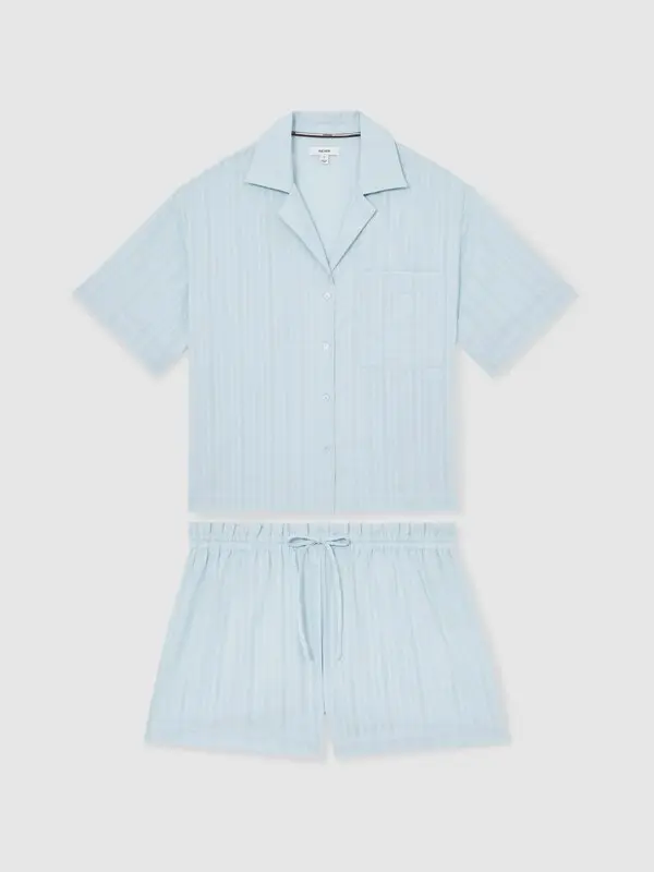 REISS Molly Cotton Pointelle Shirt And Shorts Set