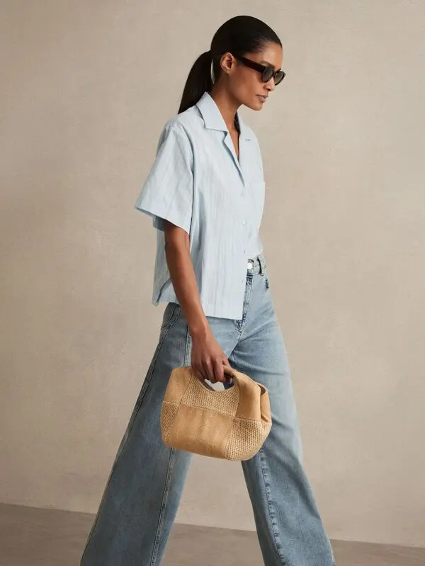 REISS Molly Cotton Pointelle Shirt And Shorts Set