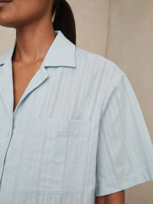 REISS Molly Cotton Pointelle Shirt And Shorts Set