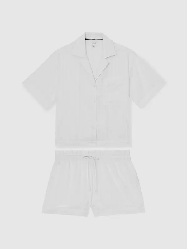 REISS Molly Cotton Pointelle Shirt And Shorts Set