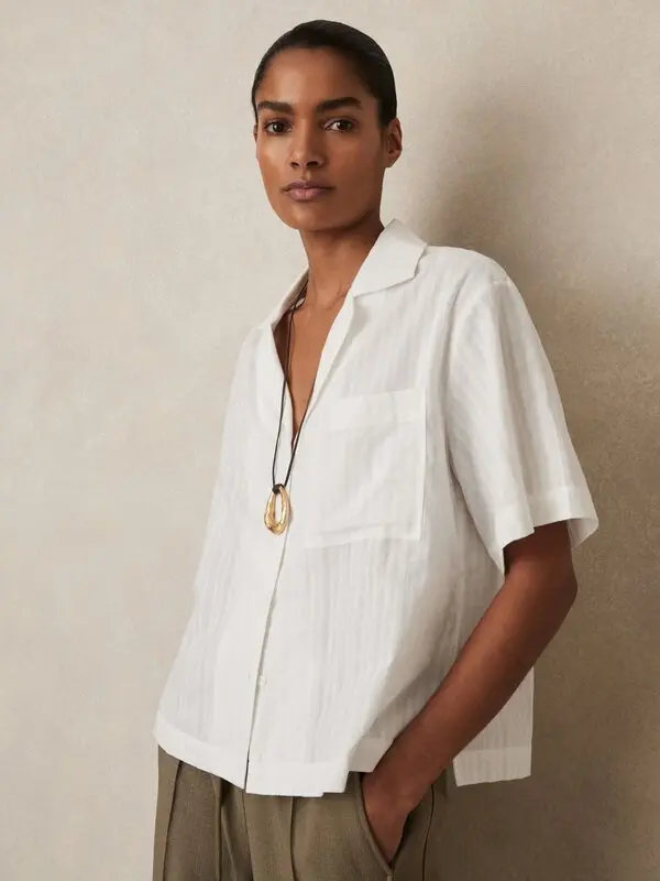 REISS Molly Cotton Pointelle Shirt And Shorts Set