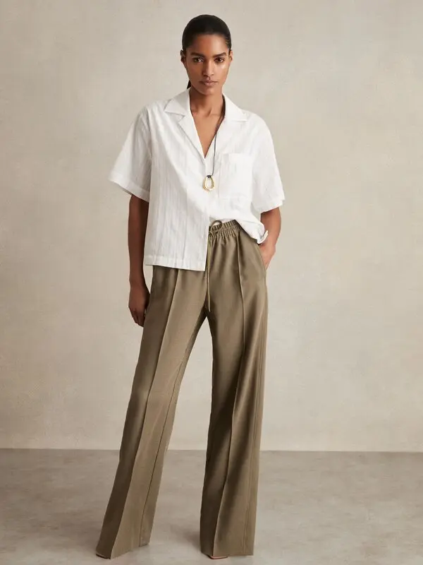 REISS Molly Cotton Pointelle Shirt And Shorts Set