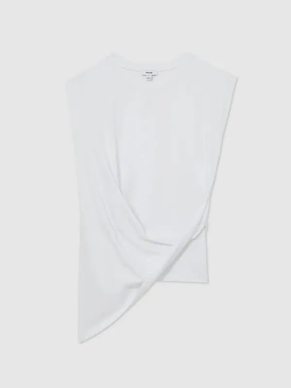 REISS Tilly Drape T-shirt - White