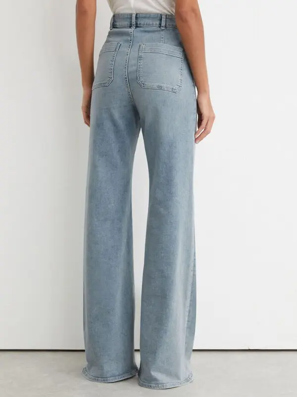 REISS Sakura Patch-pocket Flared Jeans - Light Blue