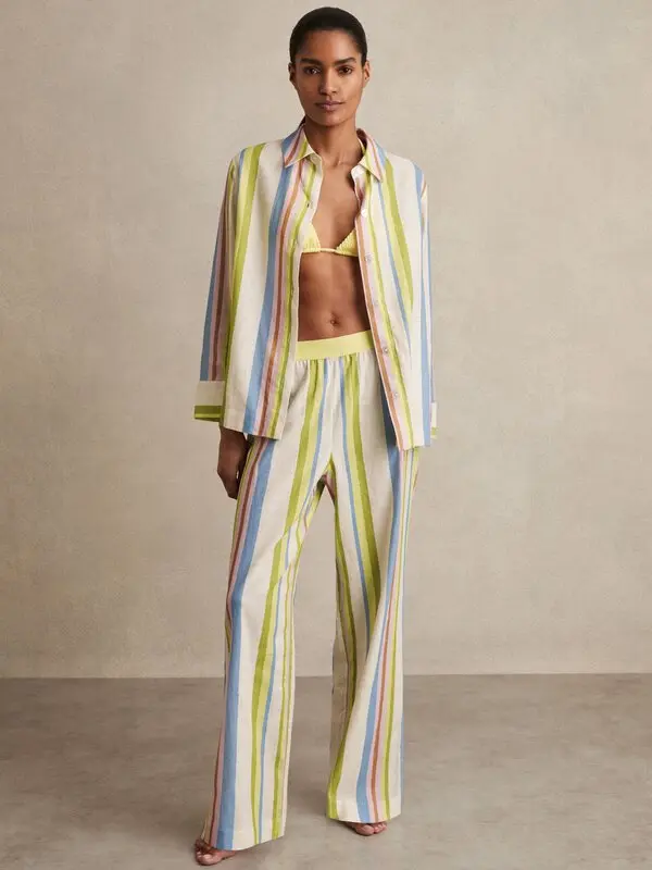 REISS Evie Linen-blend Striped Shirt
