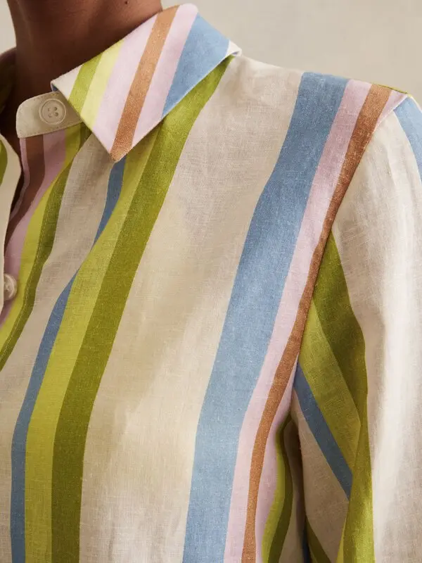 REISS Evie Linen-blend Striped Shirt