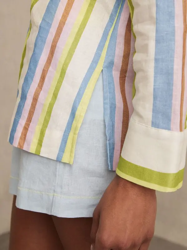 REISS Evie Linen-blend Striped Shirt