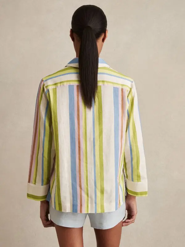 REISS Evie Linen-blend Striped Shirt