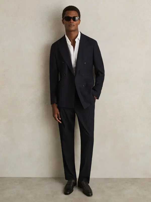 REISS Garrel Straight Leg Pinstripe Trousers