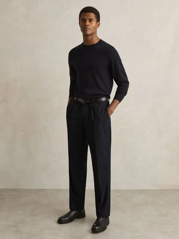 REISS Garrel Straight Leg Pinstripe Trousers