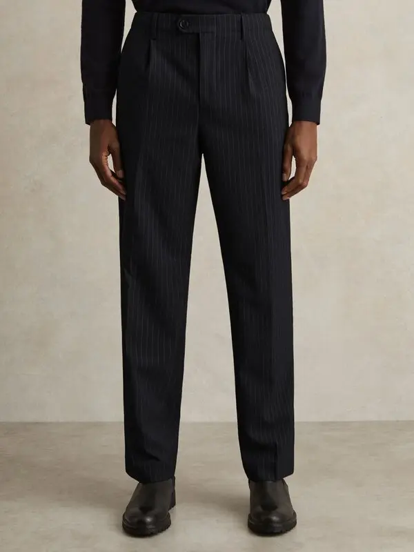 REISS Garrel Straight Leg Pinstripe Trousers
