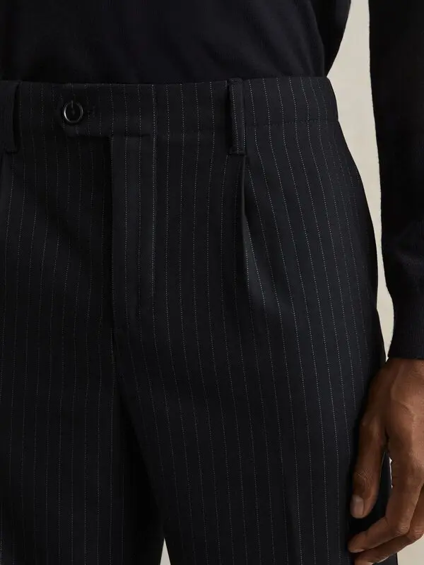 REISS Garrel Straight Leg Pinstripe Trousers